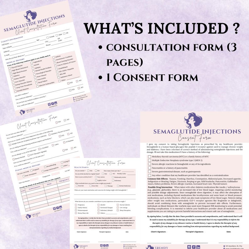 Editable Semaglutide Forms Bundle: Client Intake & Consent (digital ...