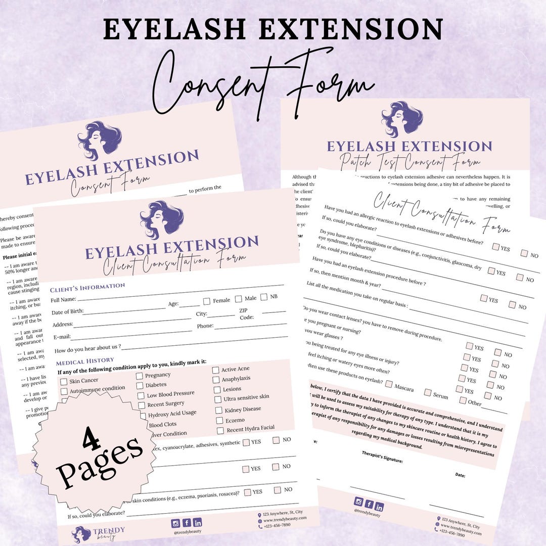 Lash Consent Form Template Editable, Eyelash Extension Esthetician ...