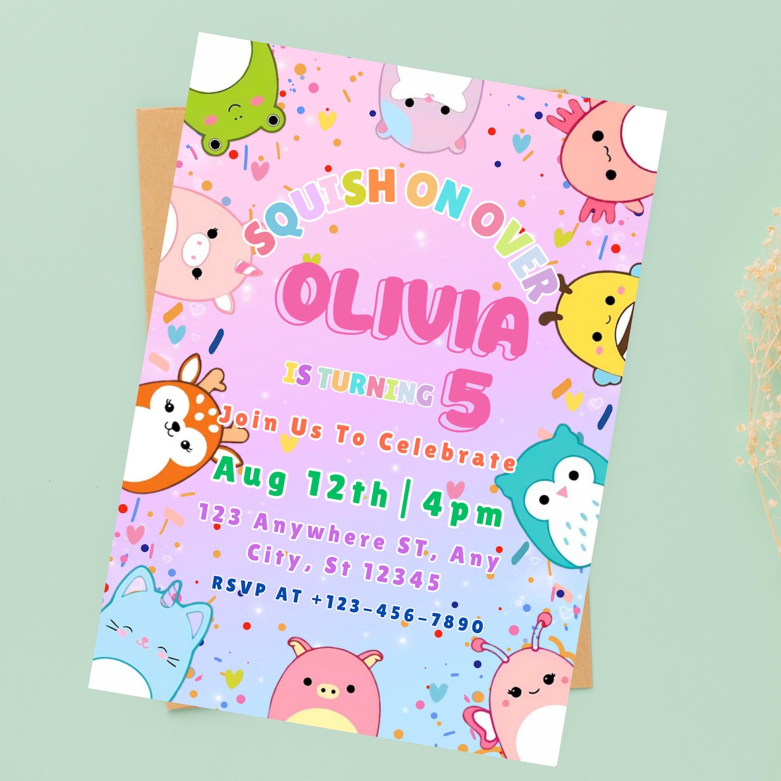 Editable Squishmallow Birthday Invitation: Printable Canva Template ...