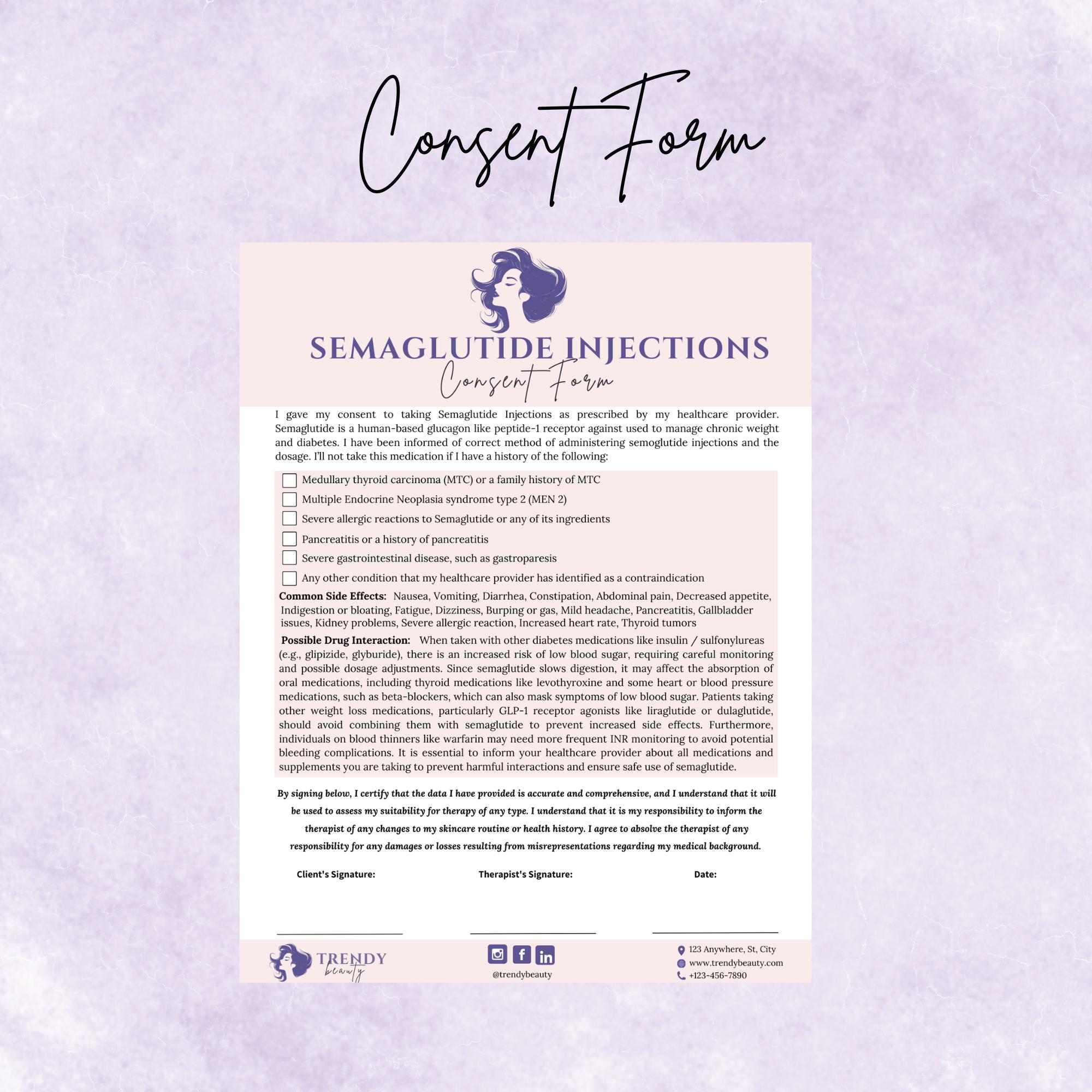 Editable Semaglutide Forms Bundle: Client Intake & Consent (digital ...