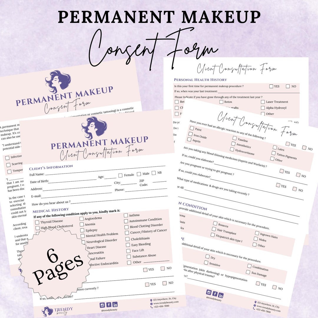 Editable Permanent Makeup Forms: Client Intake & Consent (canva ...