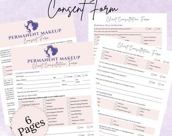 Permanent Makeup Forms | Editable PMU Consent Form Template | Printable Client Intake Forms ...