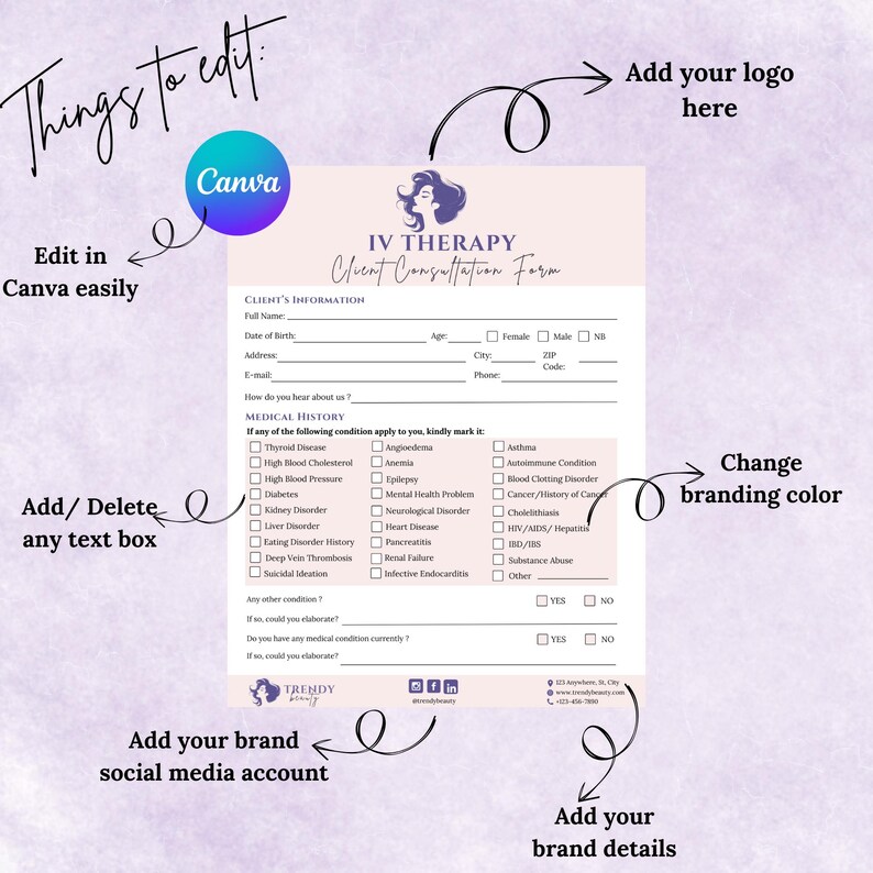 IV Therapy Consent Intake Forms Bundle, Intravenous Therapy Client ...