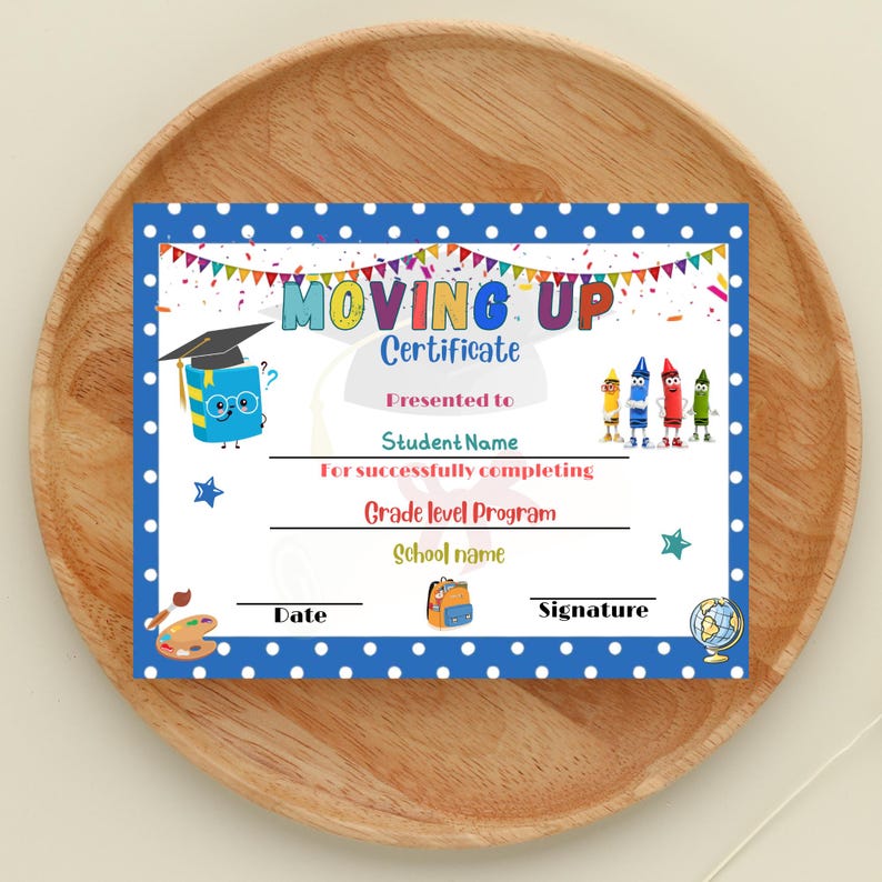 Editable Preschool Moving up Certificate: Kids School Award (canva ...