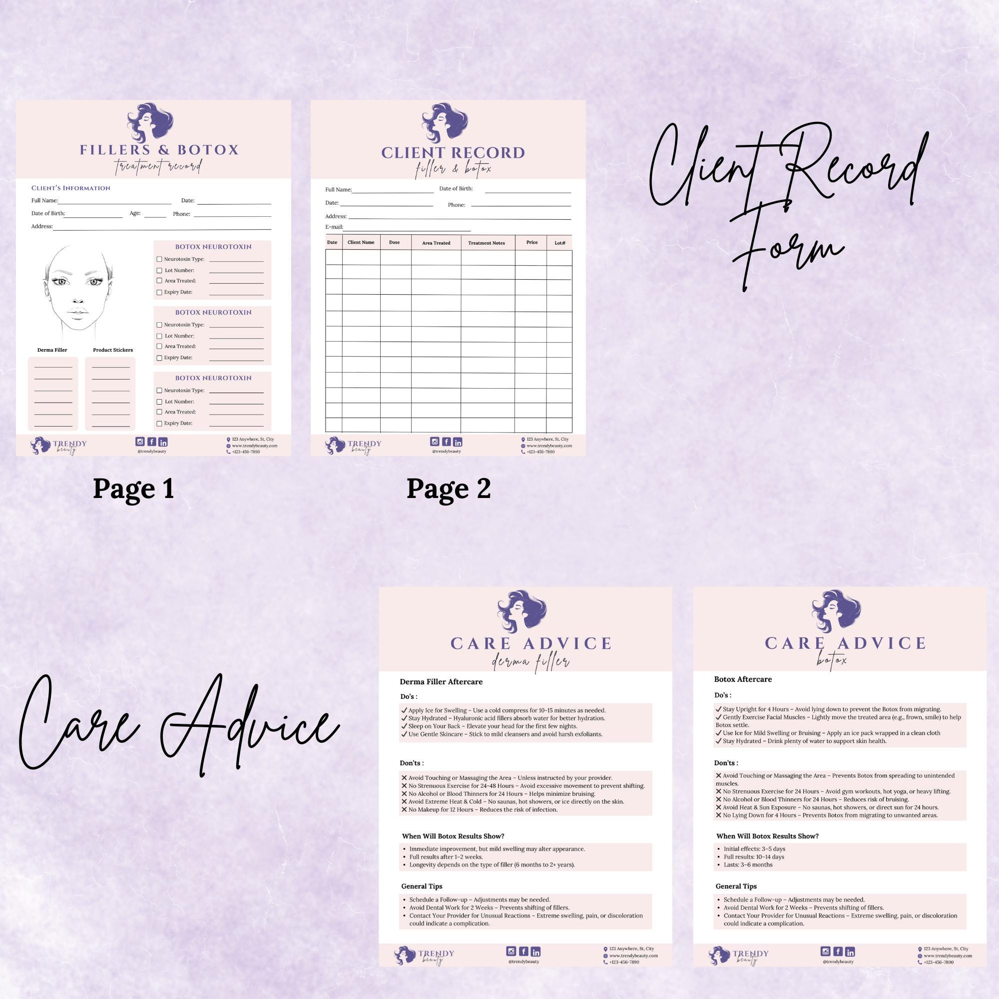 Editable Botox and Dermal Filler Consent Intake Bundle, Injectable Skin ...