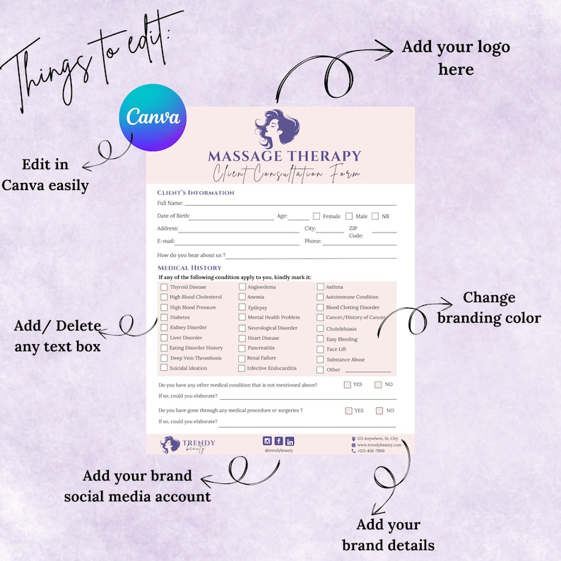Sports Therapy Consultation Forms: Editable Intake & Consent (canva ...