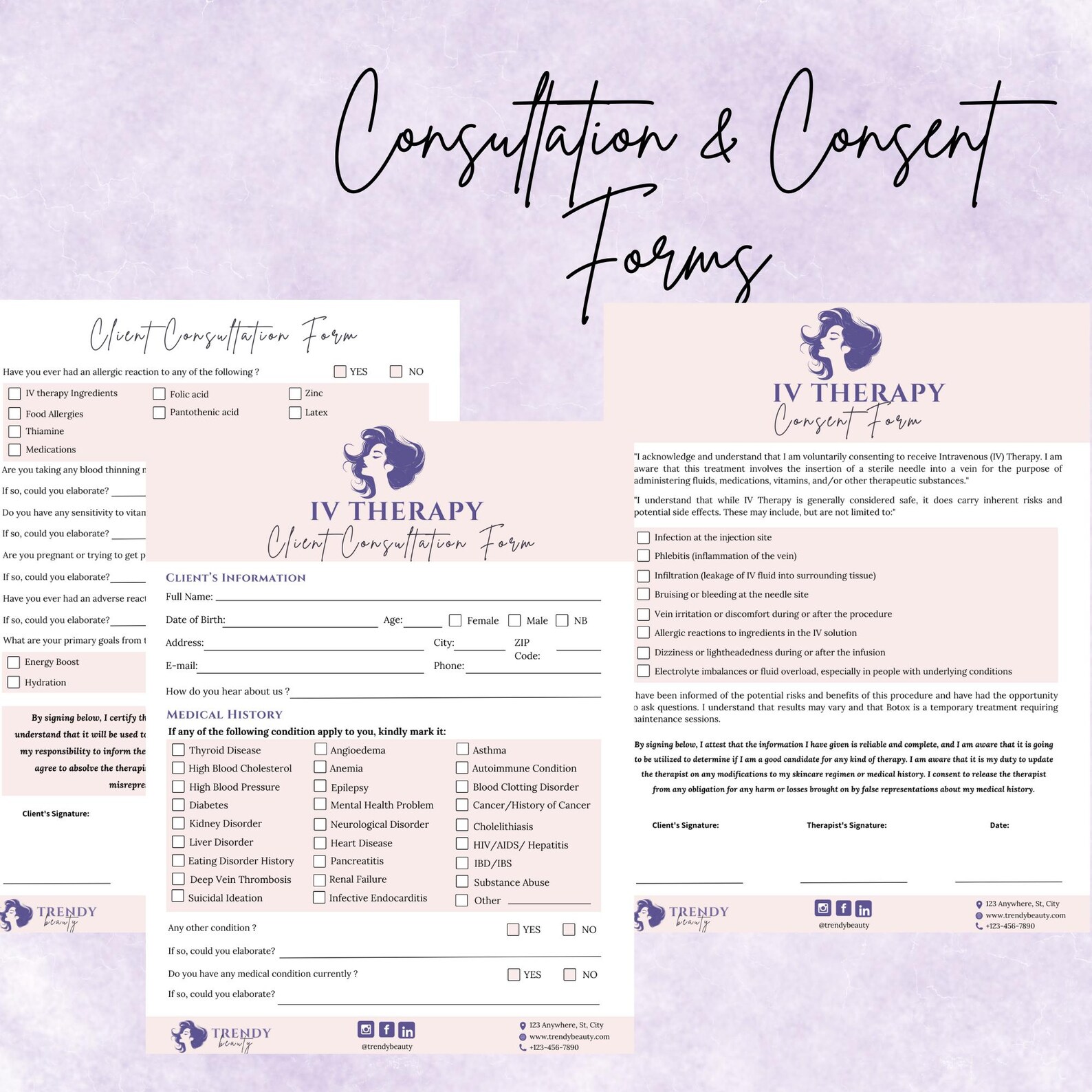 IV Therapy Consent Intake Forms Bundle, Intravenous Therapy Client ...