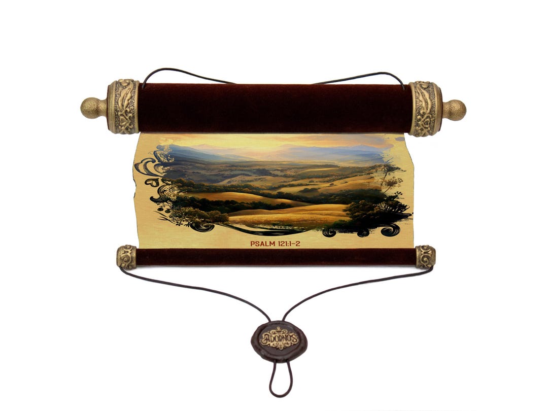 Decorative Velvet Scripture Scroll, Psalm 121 Design, Gold Mountain ...