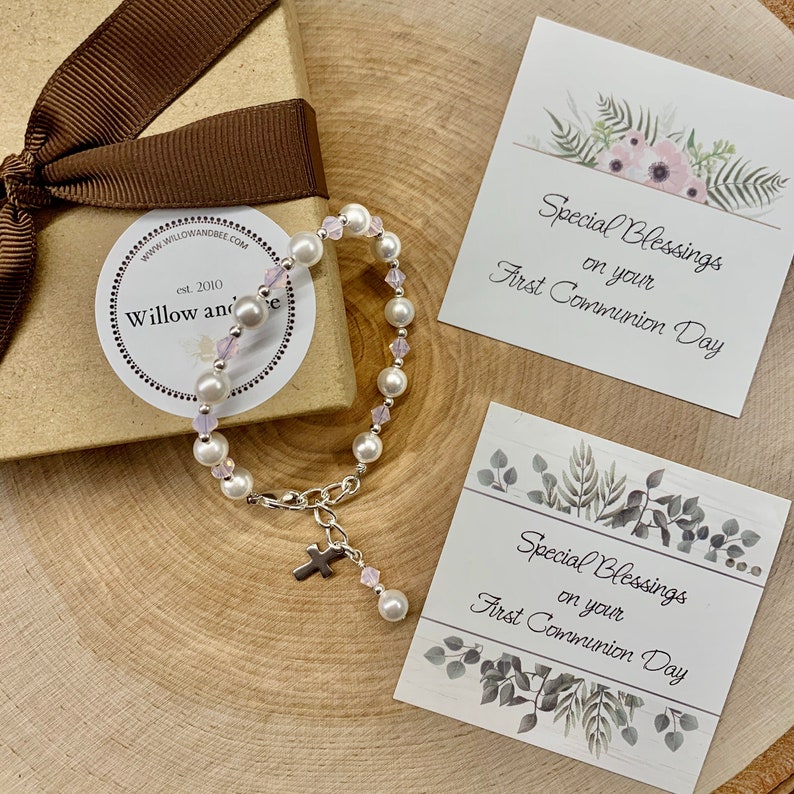 Erstkommunion Perlenarmband & Sterling Silber Ohrringe Set - Etsy.de