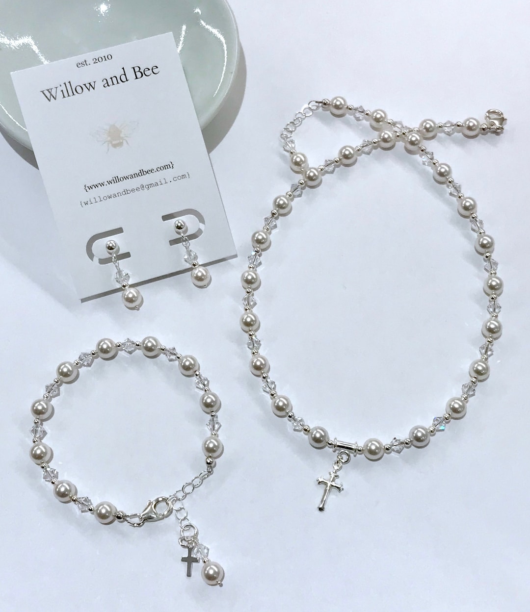 First Communion Gift Girl | Necklace Bracelet Earrings Set | Holy First ...