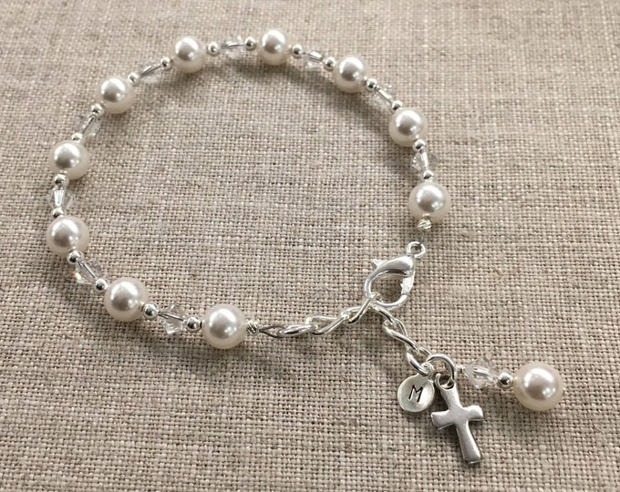 First Communion Bracelet, First Communion Gift, Rosary Bracelet, Holy ...