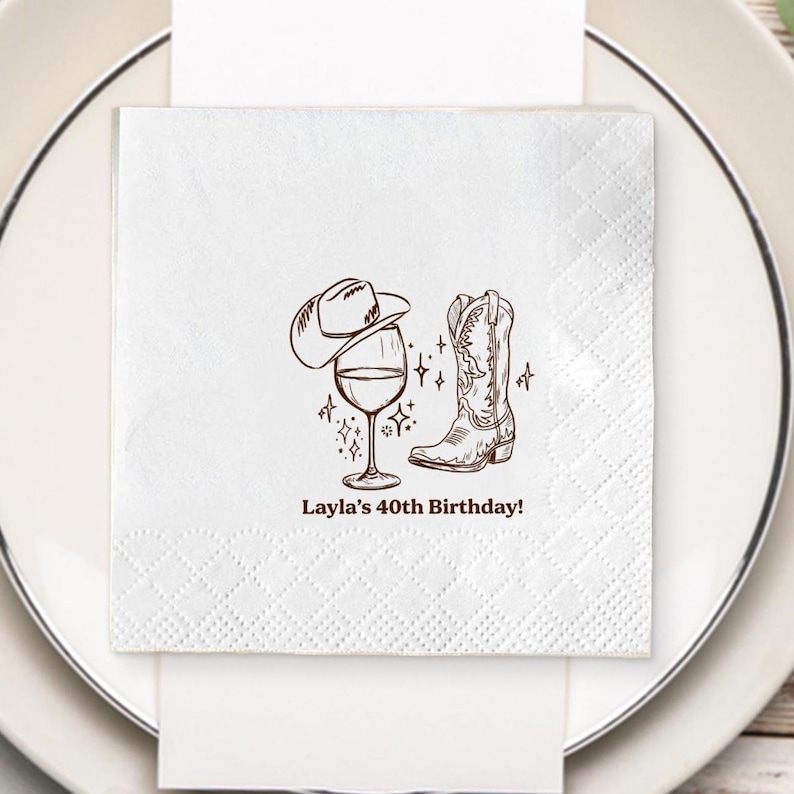 Personalized Western Birthday Napkins, Cowgirl Party Decor - Etsy