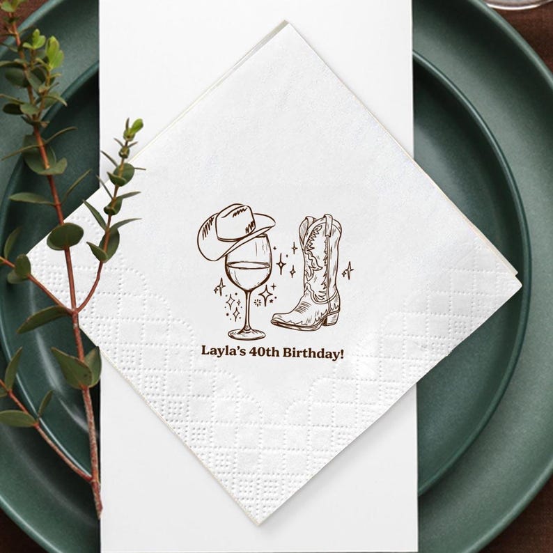 Personalized Western Birthday Napkins, Cowgirl Party Decor - Etsy