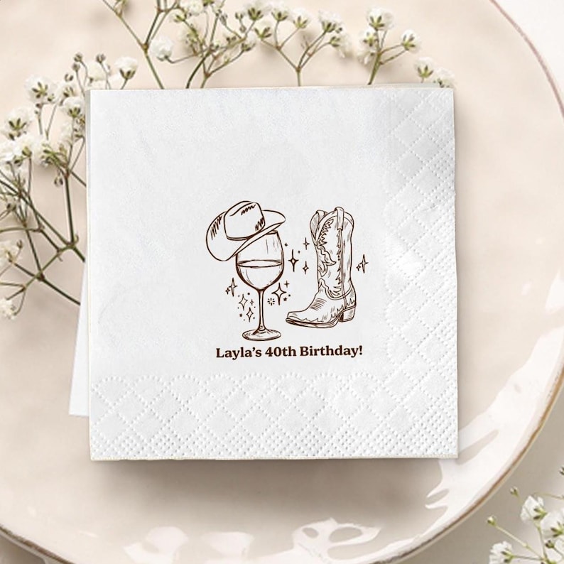 Personalized Western Birthday Napkins, Cowgirl Party Decor - Etsy