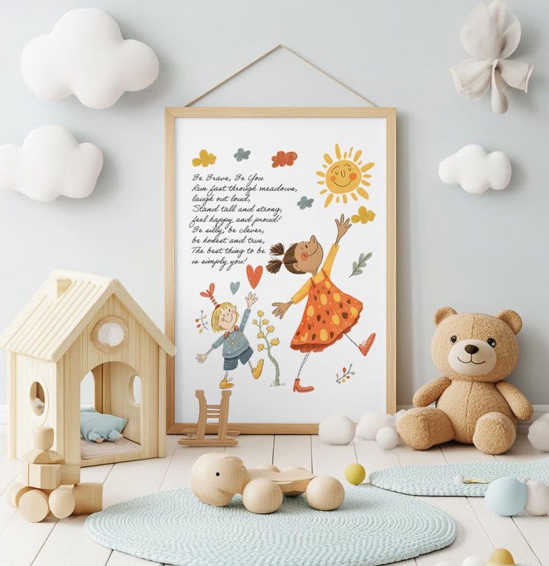 Be Brave Be You Poem Nursery Print ~ Mounted Inspirational Print ...