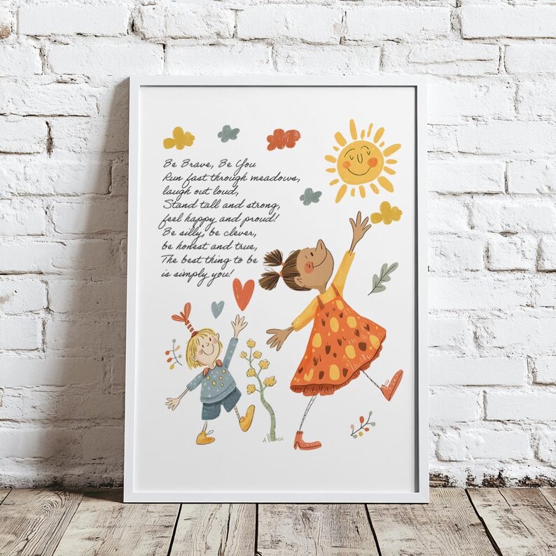 Be Brave Be You Poem Nursery Print ~ Mounted Inspirational Print ...