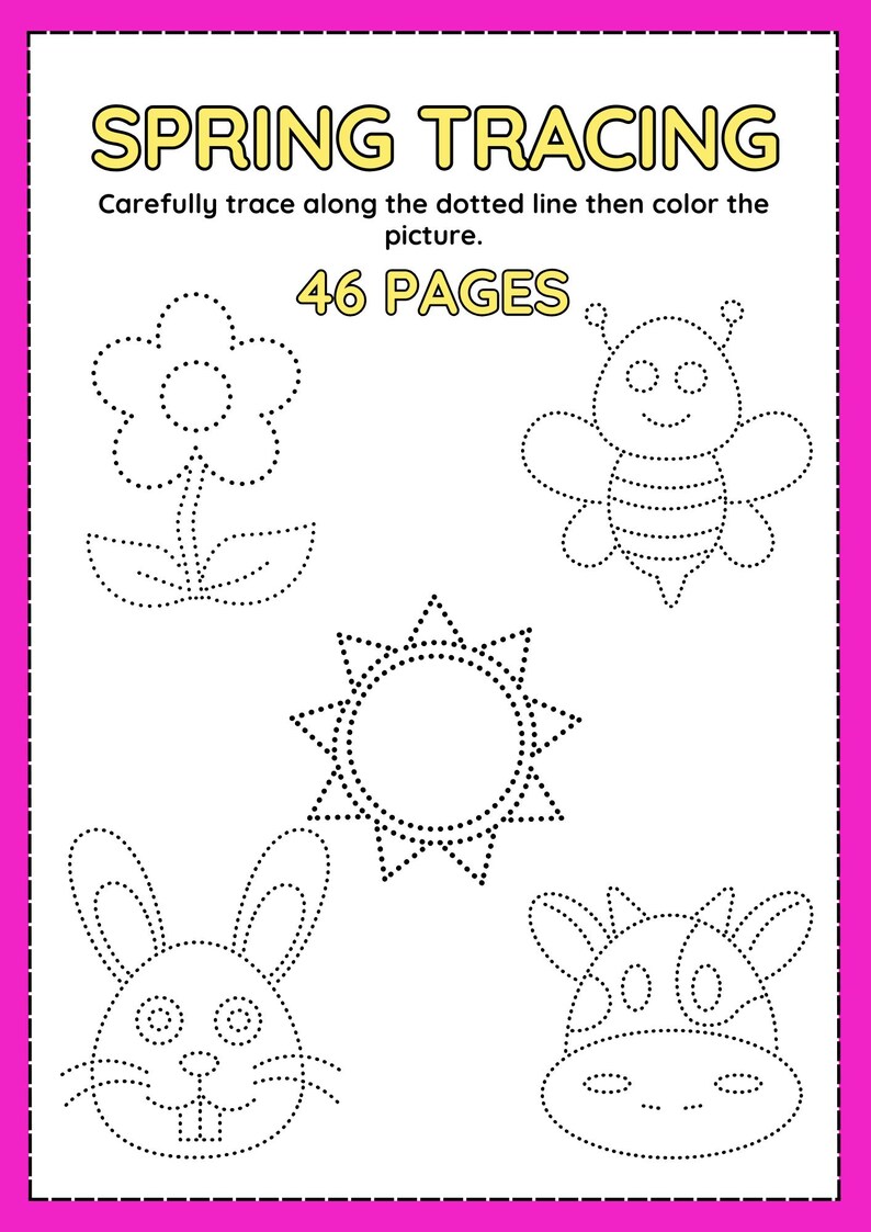 Spring Tracing Coloring Book - Etsy