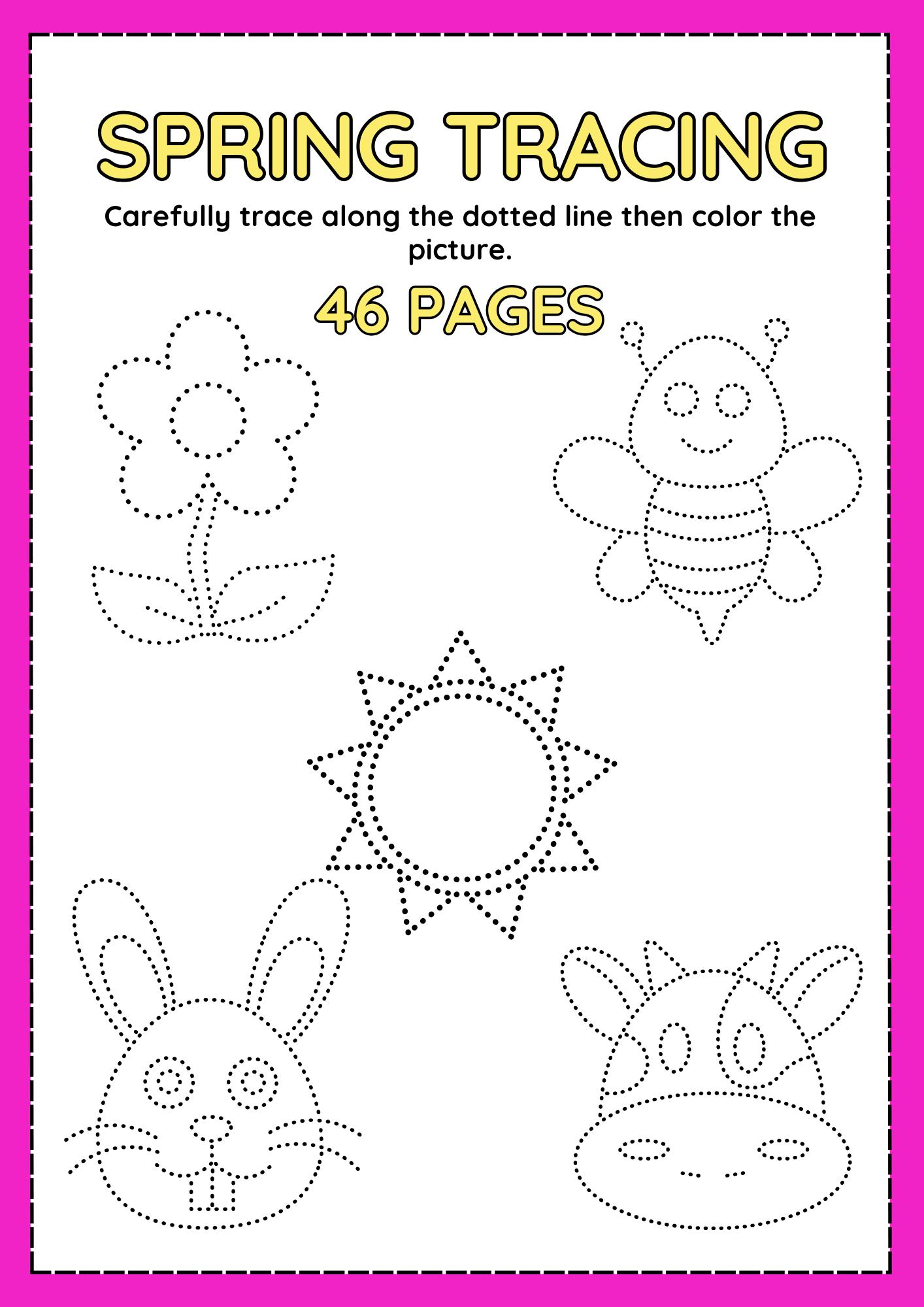 Spring Tracing Coloring Book - Etsy