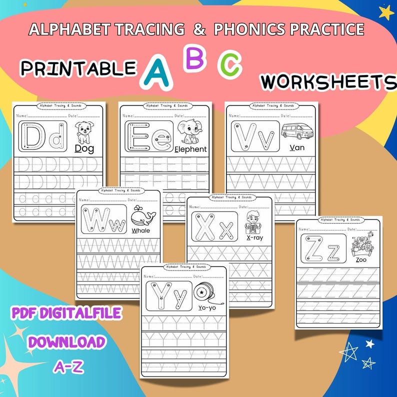 Fun Alphabet Tracing Worksheets With Phonics Sounds | Preschool ...