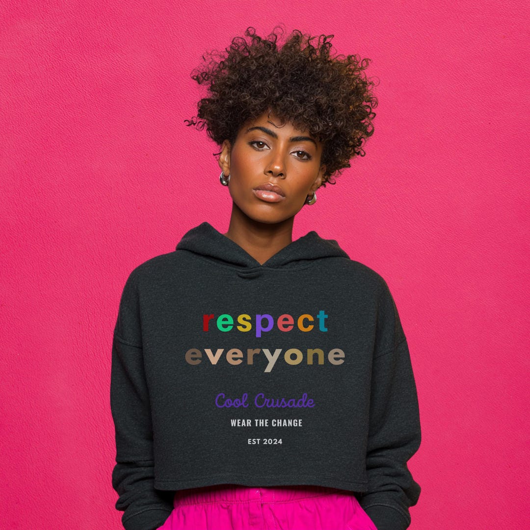 Respect Everyone Cropped Fleece Hoodie - Etsy