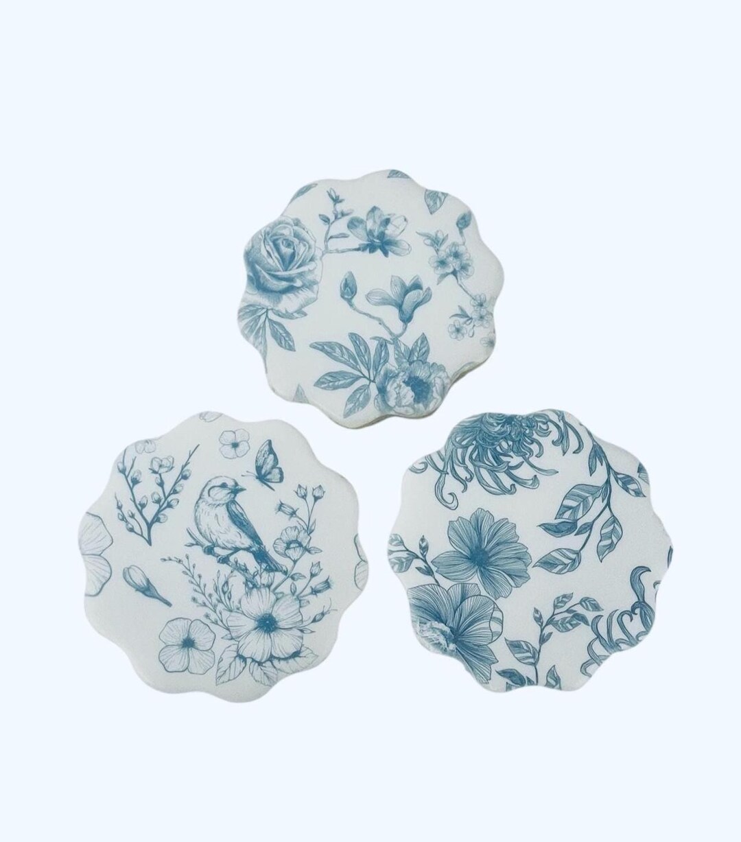Vintage Blue Botanical Cookies, Toile Floral Sugar Cookies, French Blue ...