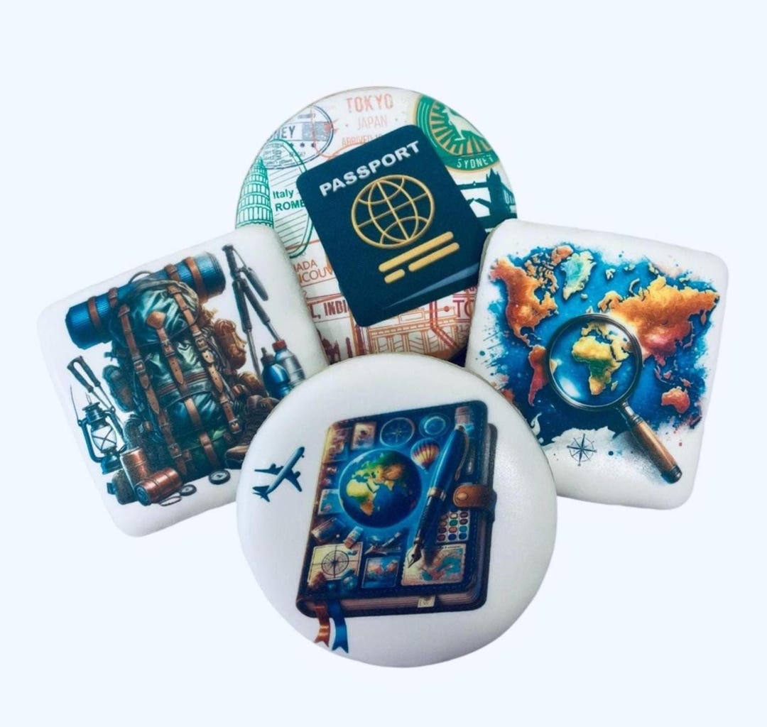 Travel Cookies – Backpacker & Map Sugar Cookies, Wanderlust Gift Box ...