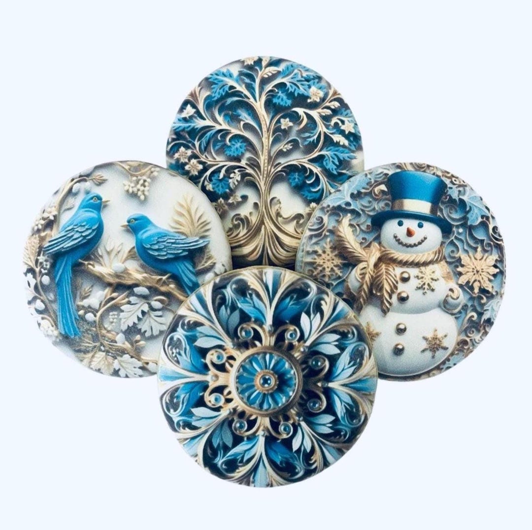 Winter Cookie Gift Set – Blue White Gold Holiday Cookies, Elegant ...