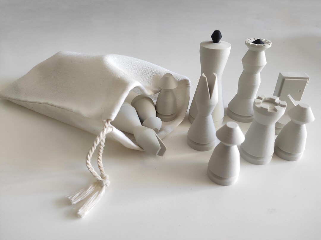 Minimalist Chess Full-set: 32+2 Weighted Pieces With Felt Base, in ...