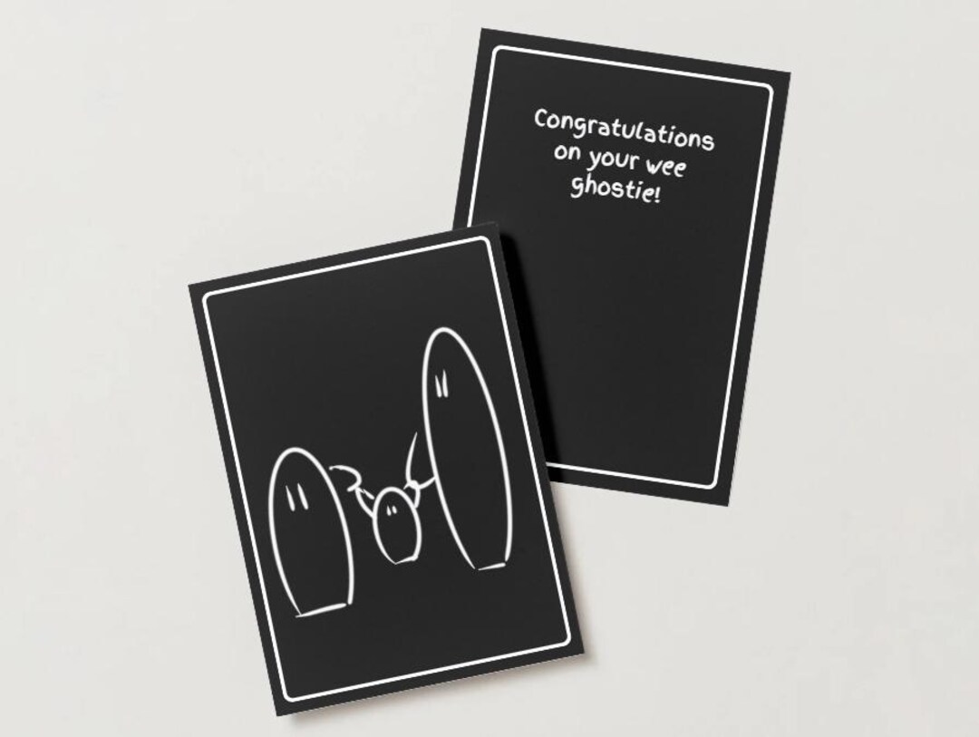 Digital Congratulations on Your Wee Ghostie Black and White Hand Drawn ...