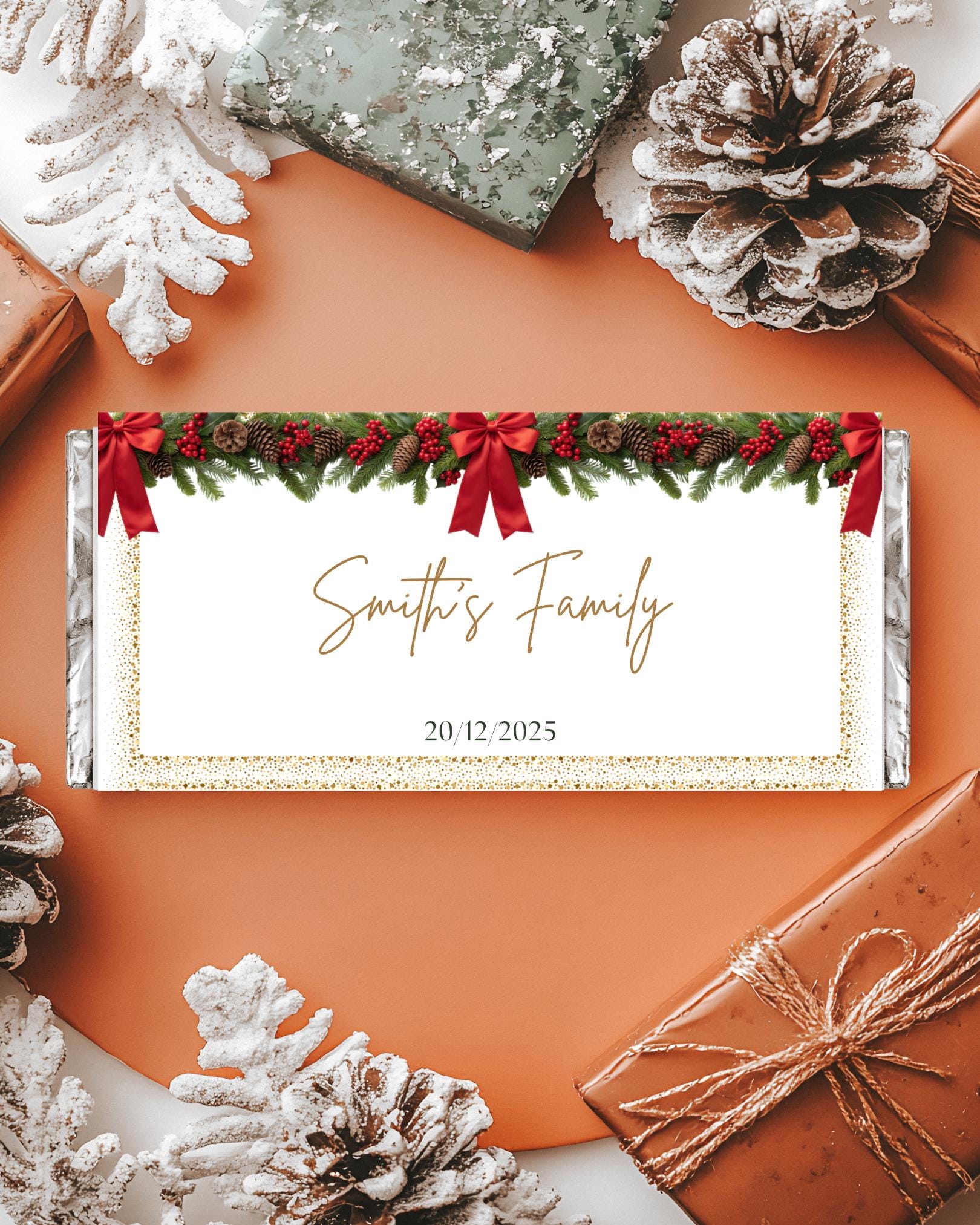 Christmas Candy Bar Wrapper Template: Gold Sparkle, 4x6 (editable Canva ...