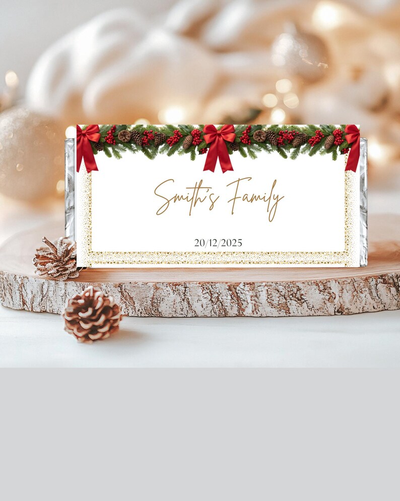 Christmas Candy Bar Wrapper Template: Gold Sparkle, 4x6 (editable Canva ...