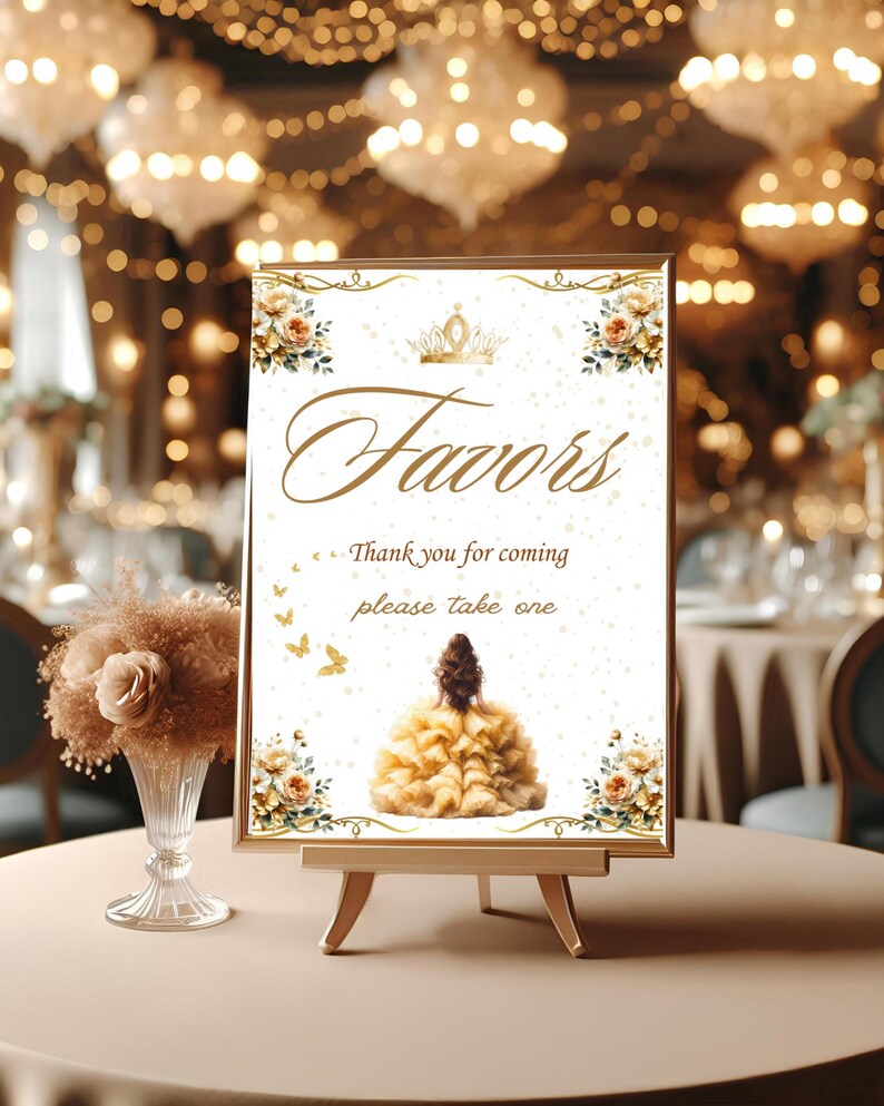 Editable Quinceañera Favors Sign | Canva Template | 8x10 & 10x8 in ...