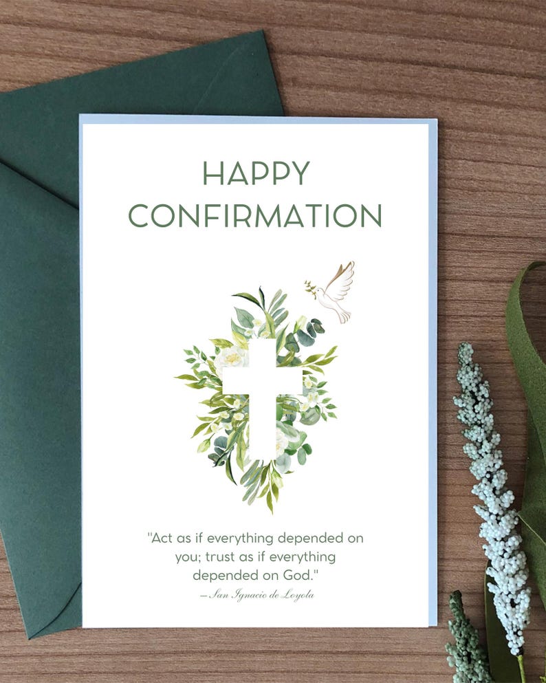 Printable Confirmation Card – Catholic Quote, Unisex Design (A4 Folded ...