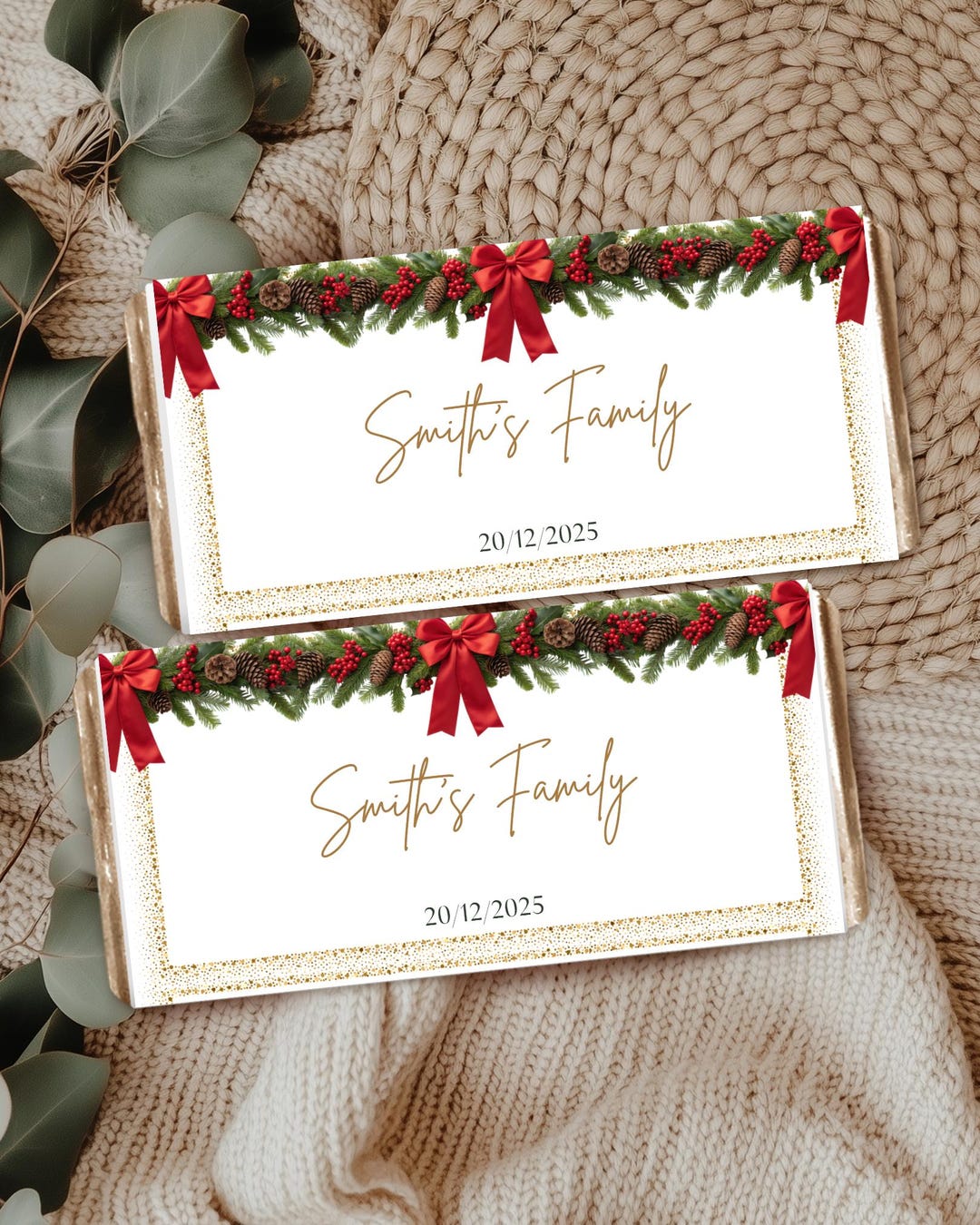 Christmas Candy Bar Wrapper Template: Gold Sparkle, 4x6 (editable Canva ...