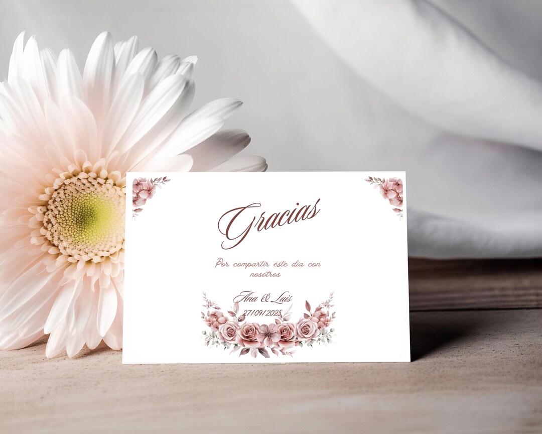 Spanish Thank You Card • Editable Canva Template • Printable Wedding ...