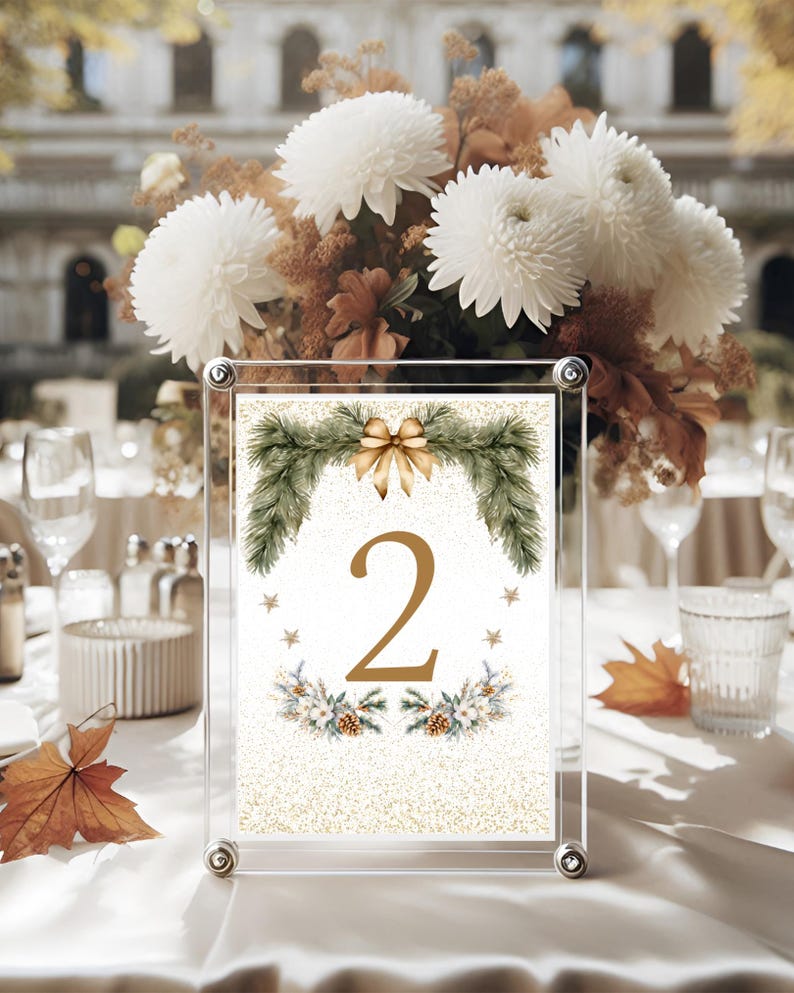 Christmas Table Number Template | Winter Holiday Party Decor (5x7 In ...