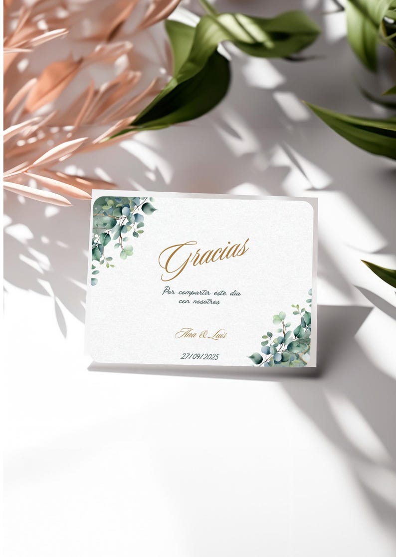 Editable Spanish Thank You Card Template: Wedding Gracias Card (canva ...