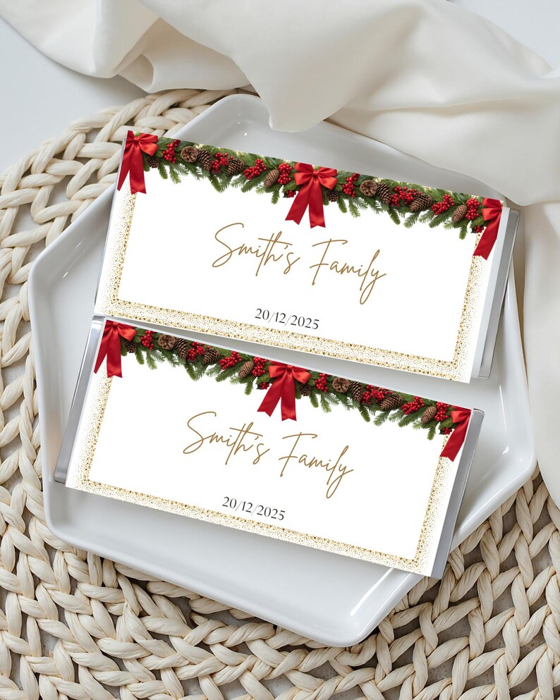 Personalized Christmas Chocolate Wrapper – Gold Holiday Favor ...