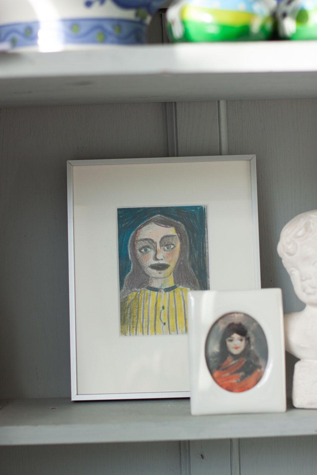 Dopamine Feminine Portrait: Girl in Yellow, Whimsical Mixed Media ...