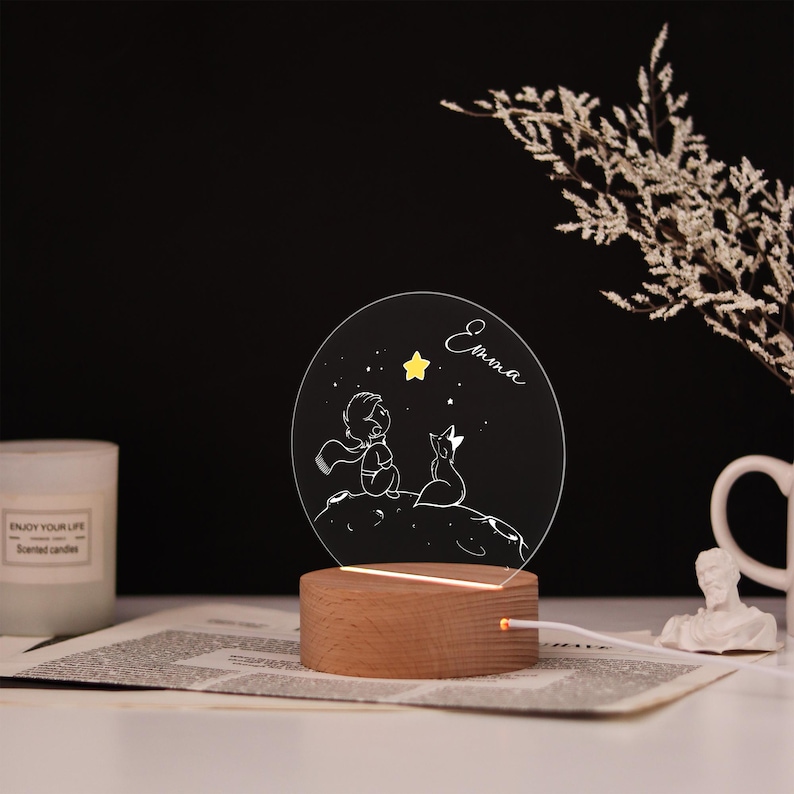 The Little Prince Night Light, Custom Prince and Fox Lamp With Name ...