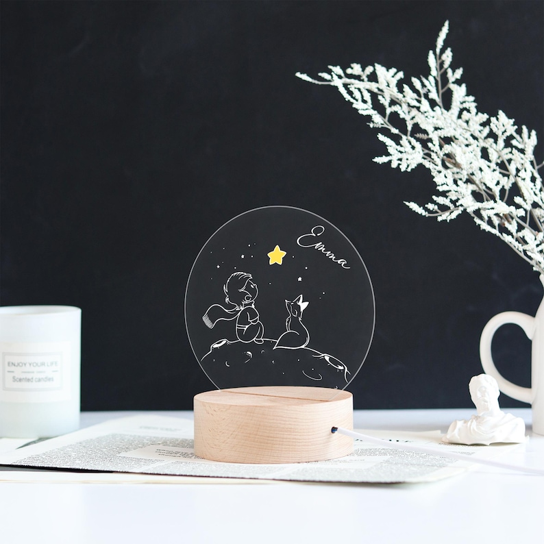 The Little Prince Night Light, Custom Prince and Fox Lamp With Name ...