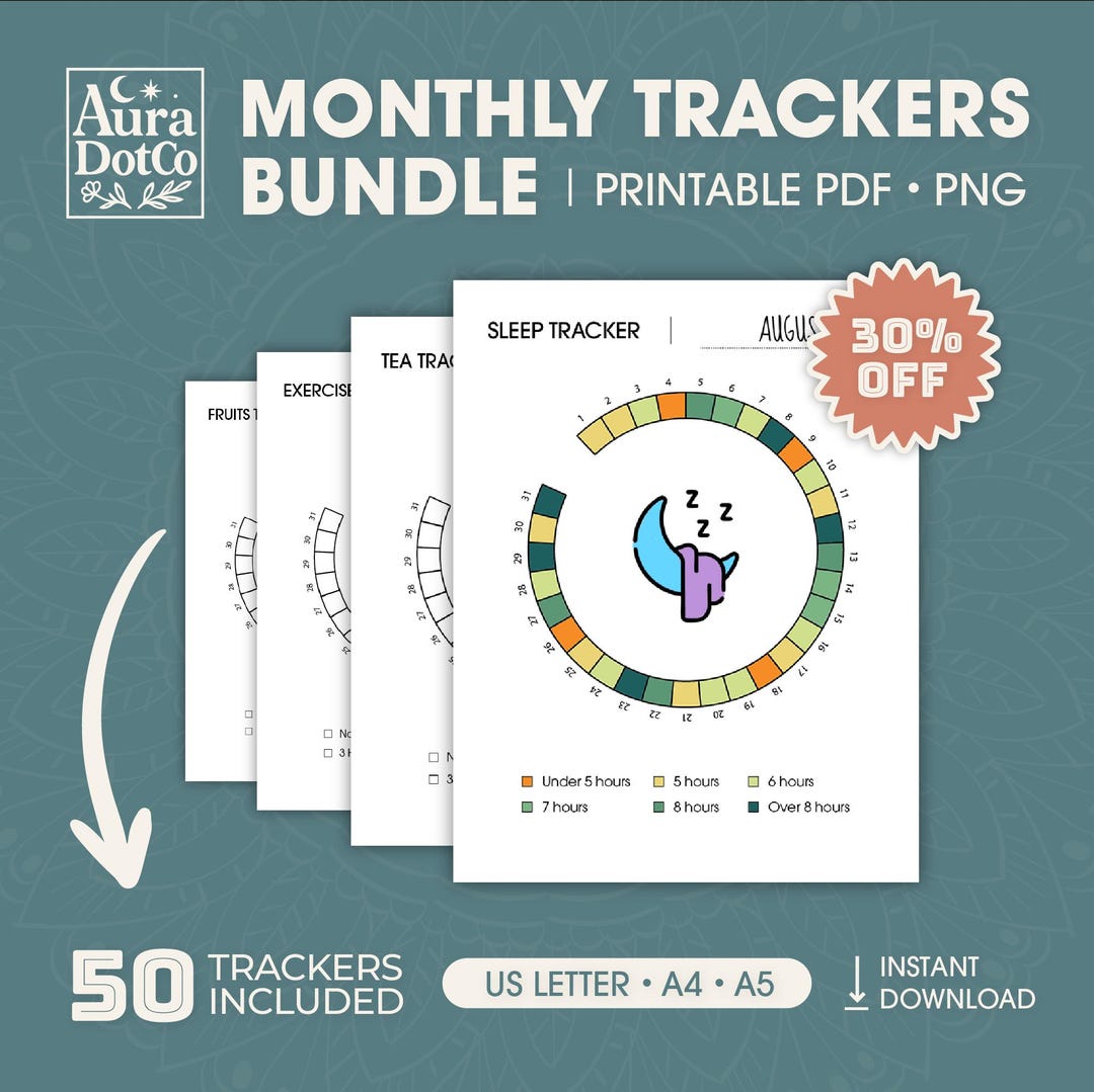 50 Monthly Trackers Bundle | Bullet Journal Trackers | Monthly Habit ...