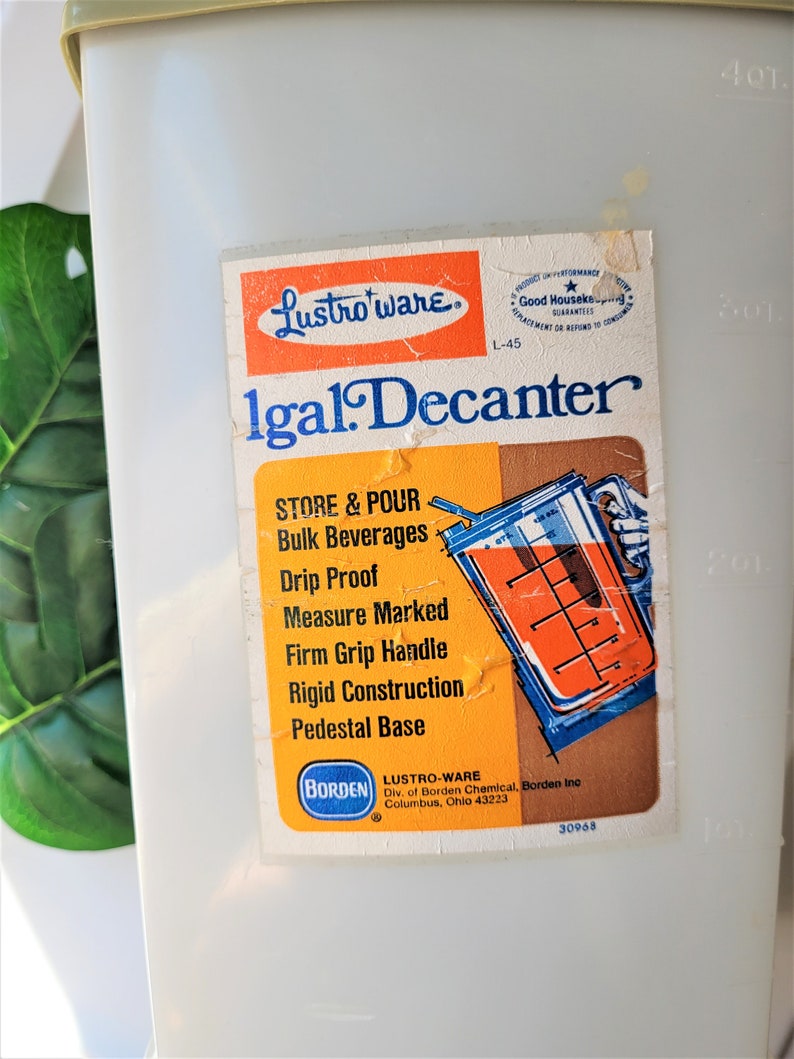 Vintage Lustro Ware 1 Gallon Decanter Pitcher Plastic Lustro-ware 50's ...