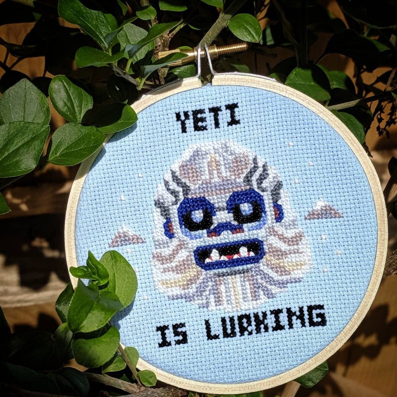 Yeti Cross Stitch Pattern PDF Cryptid Halloween Horror | Etsy