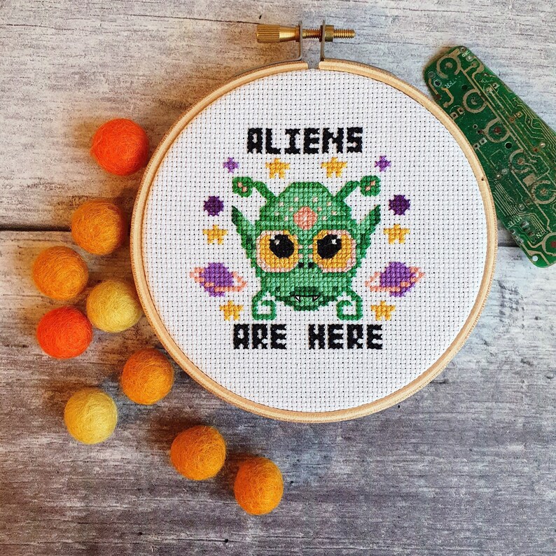 Aliens Are Here Cross Stitch Pattern: Monster Alphabet (PDF Download ...