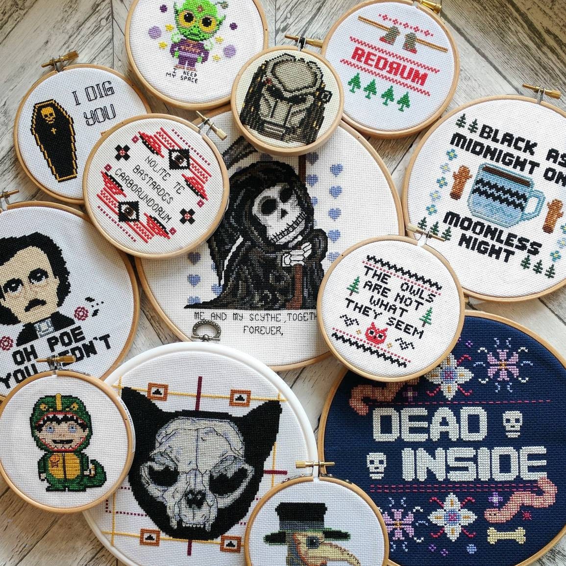 Edgar Allen Poe Gothic Cross Stitch Pattern Modern Cross | Etsy