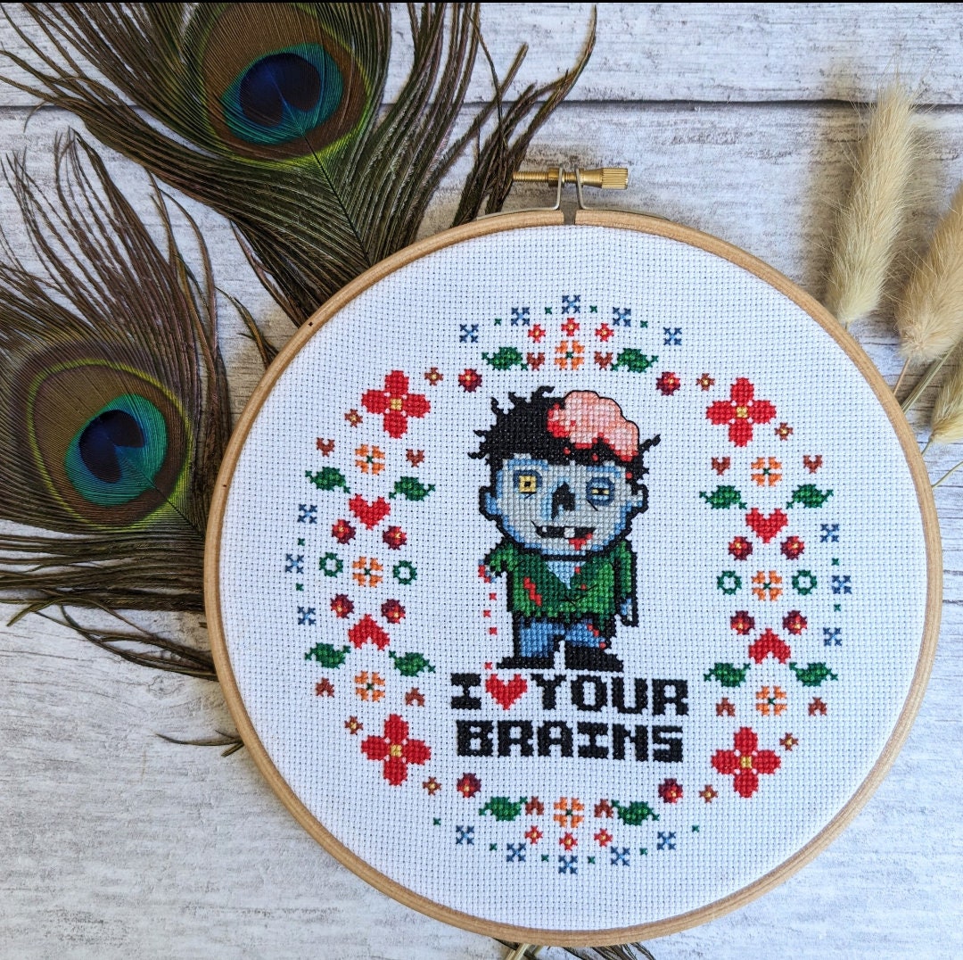 Zombie Cross Stitch Pattern PDF Halloween Horror Modern Cross Stitch ...