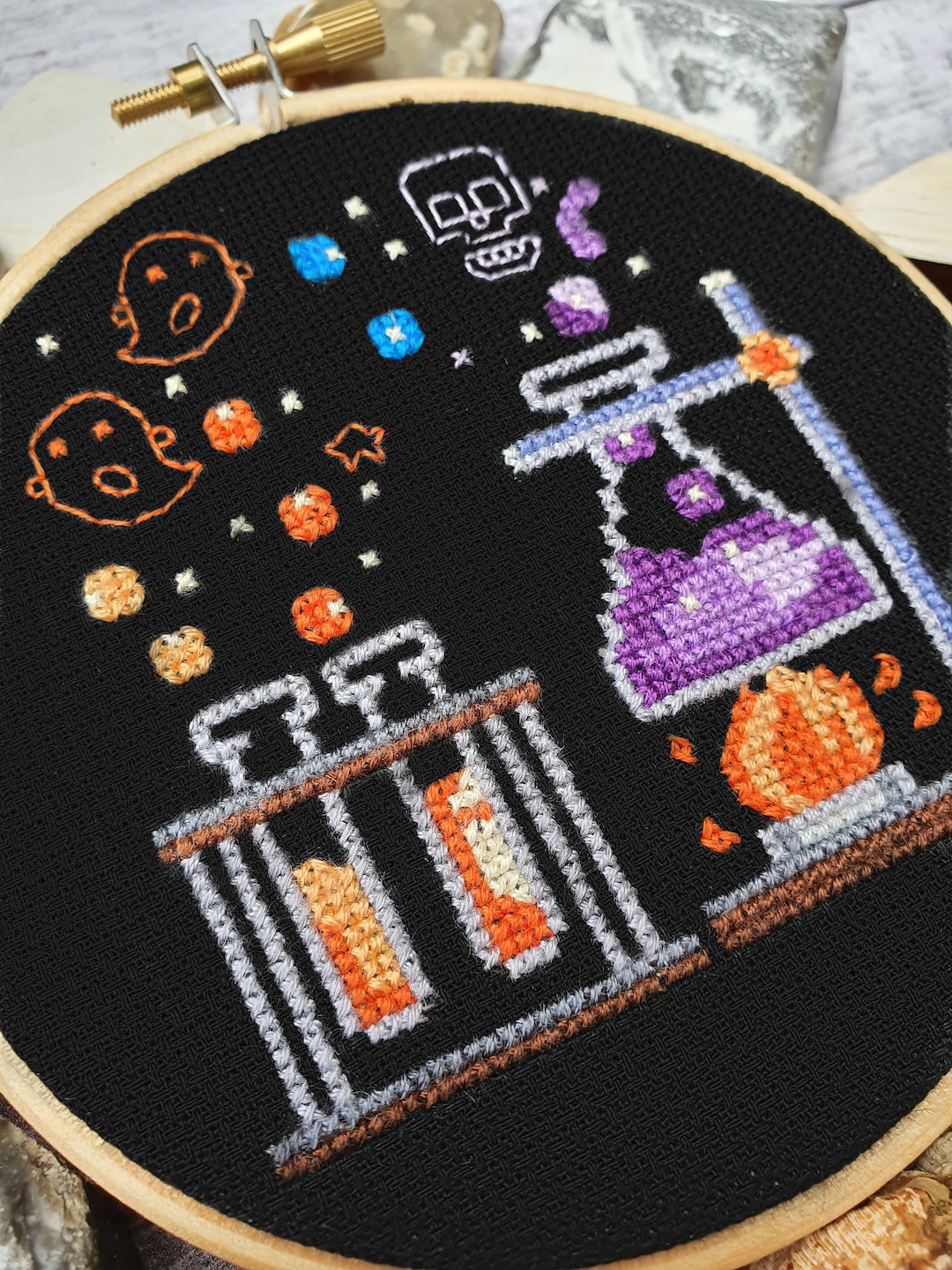 Spooky Lab Cross Stitch Pattern PDF - Modern Cross Stitch Sampler ...