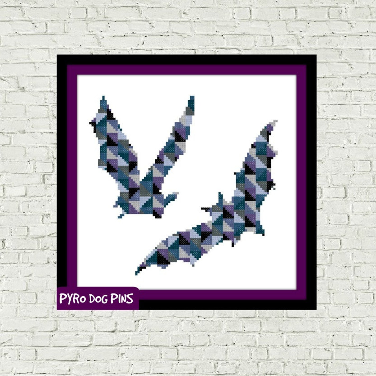 Geometric Bats Cross Stitch Pattern: Modern Sampler (instant Download ...
