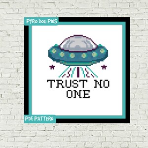 Trust No One Cross Stitch Pattern PDF - Modern Cross Stitch Pattern ...